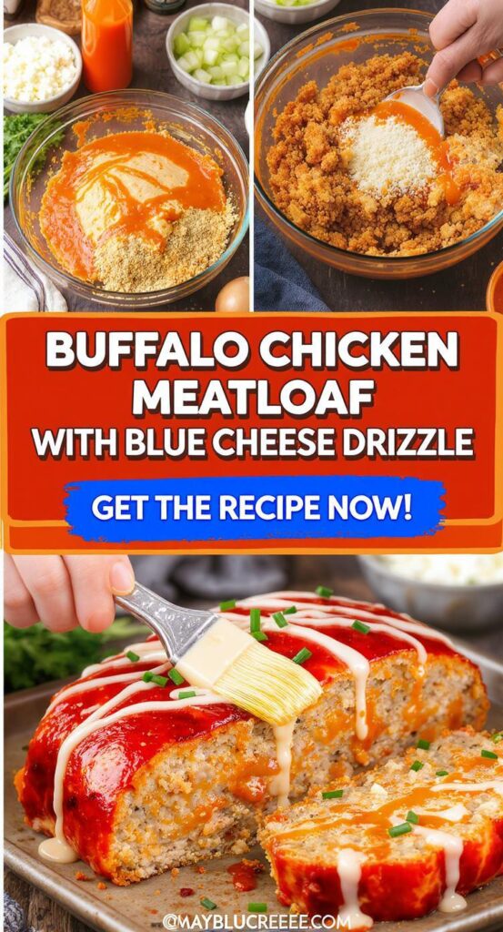 Buffalo Chicken Meatloaf With Blue Cheese Drizzle – Spicy Wing Twist